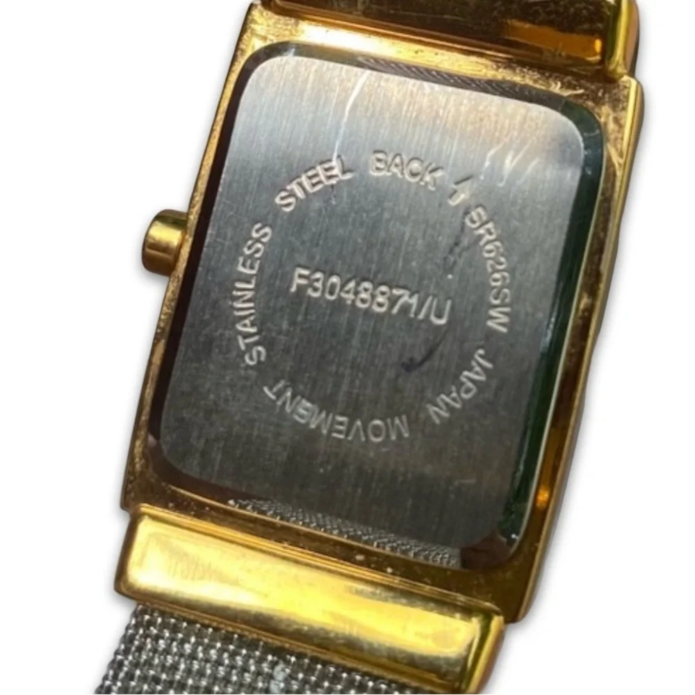 Accessories | Gold And Silver Quartz Mesh Slide On Watch | Poshmark